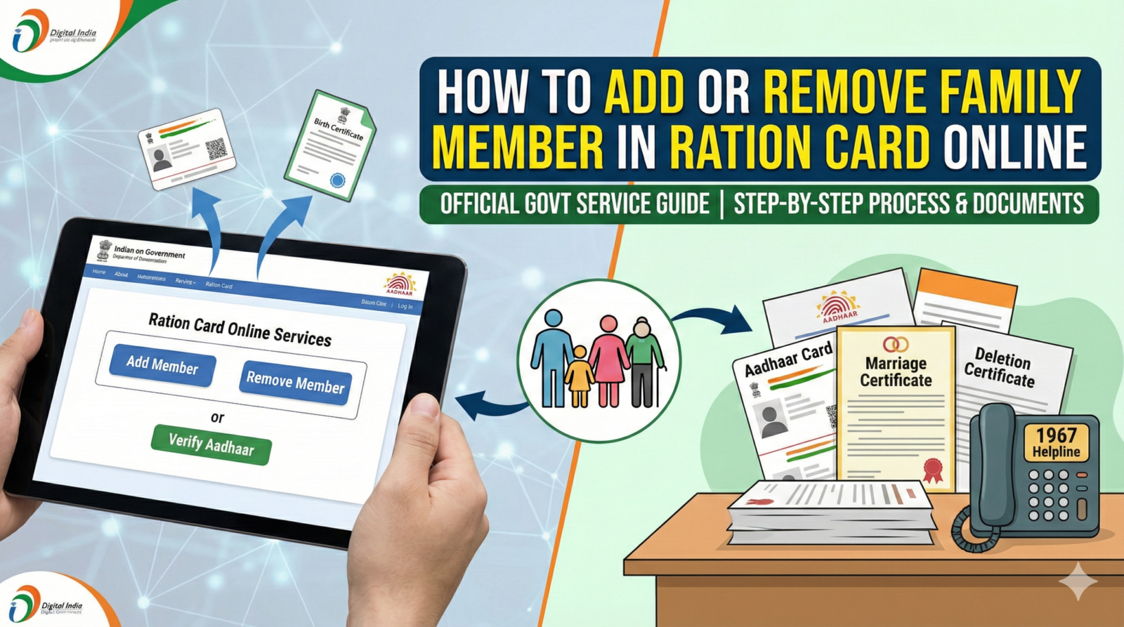 How to Add or Remove Family Member in Ration Card Online